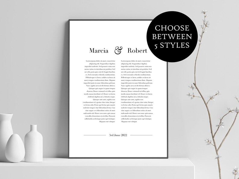 Custom Wedding Vows Print, Custom His and Hers Art Print, Custom ...