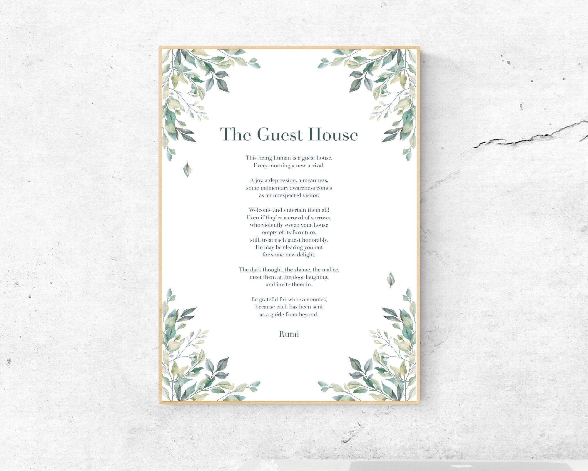 The Guest House by Rumi Poetry Printable Poster, Instant Download ...