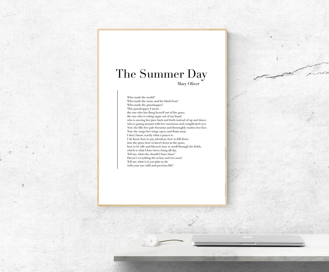 The Summer Day by Mary Oliver Poetry Art Print Literature - Etsy