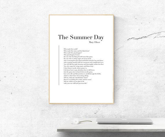 The Summer Day by Mary Oliver Poetry Art Print Literature - Etsy