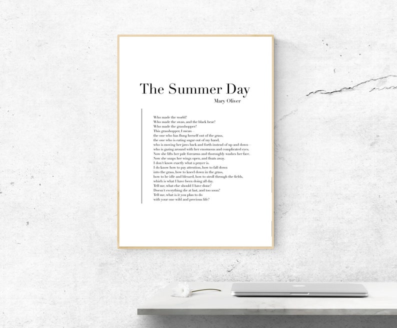 The Summer Day by Mary Oliver Poetry Art Print Literature - Etsy