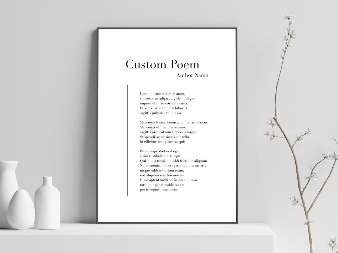 Custom Poem Print, Custom Poetry Art Print, Custom Literature Wall Art ...