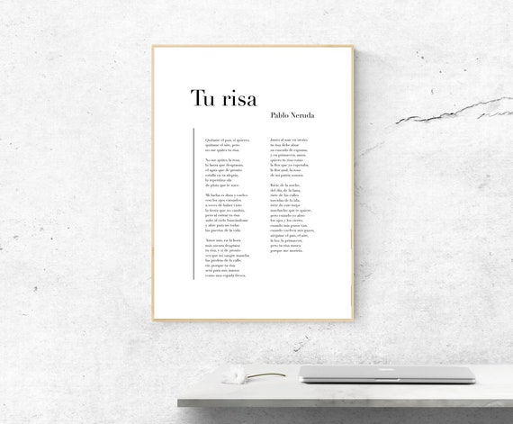 Tu Risa De Pablo Neruda Spanish Poetry Art Print Literature - Etsy