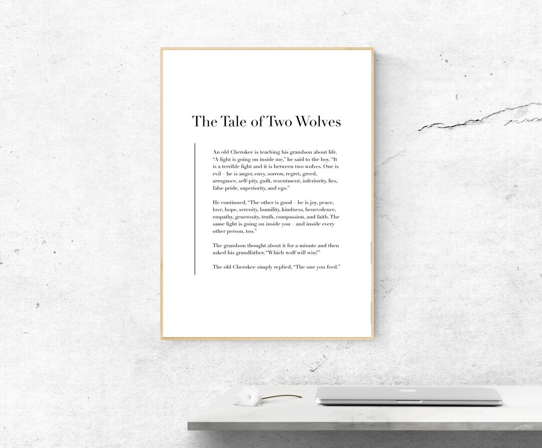 The Tale of Two Wolves - Quote Printable Poster, Speech Instant ...