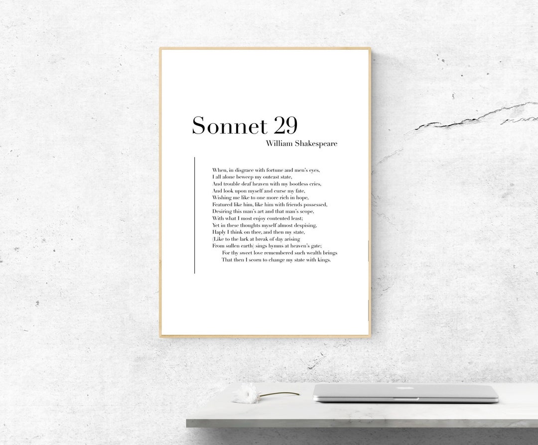 Sonnet 29 by William Shakespeare - Poetry Printable Poster, Instant ...
