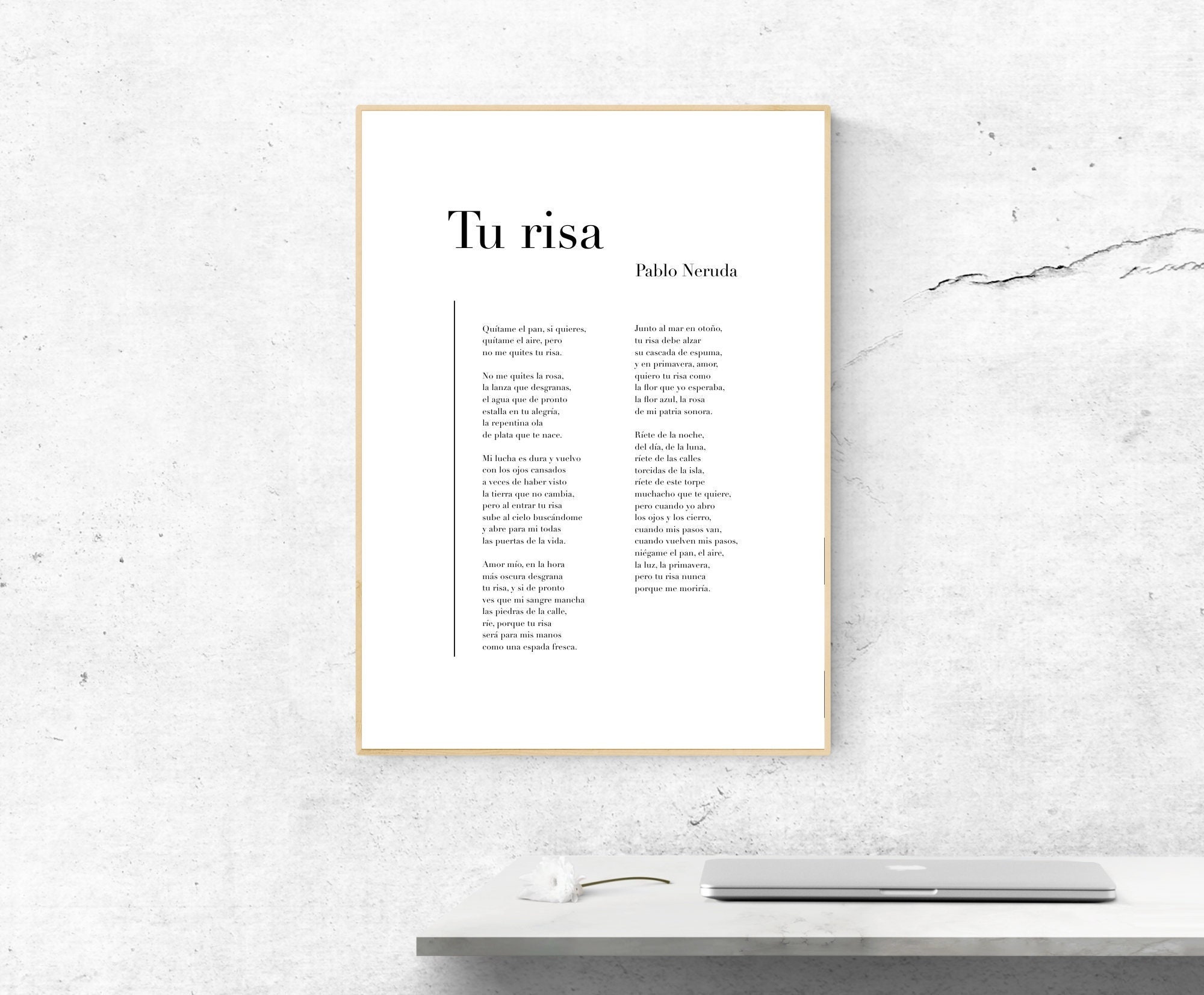 Tu Risa De Pablo Neruda Spanish Poetry Printable Poster - Etsy