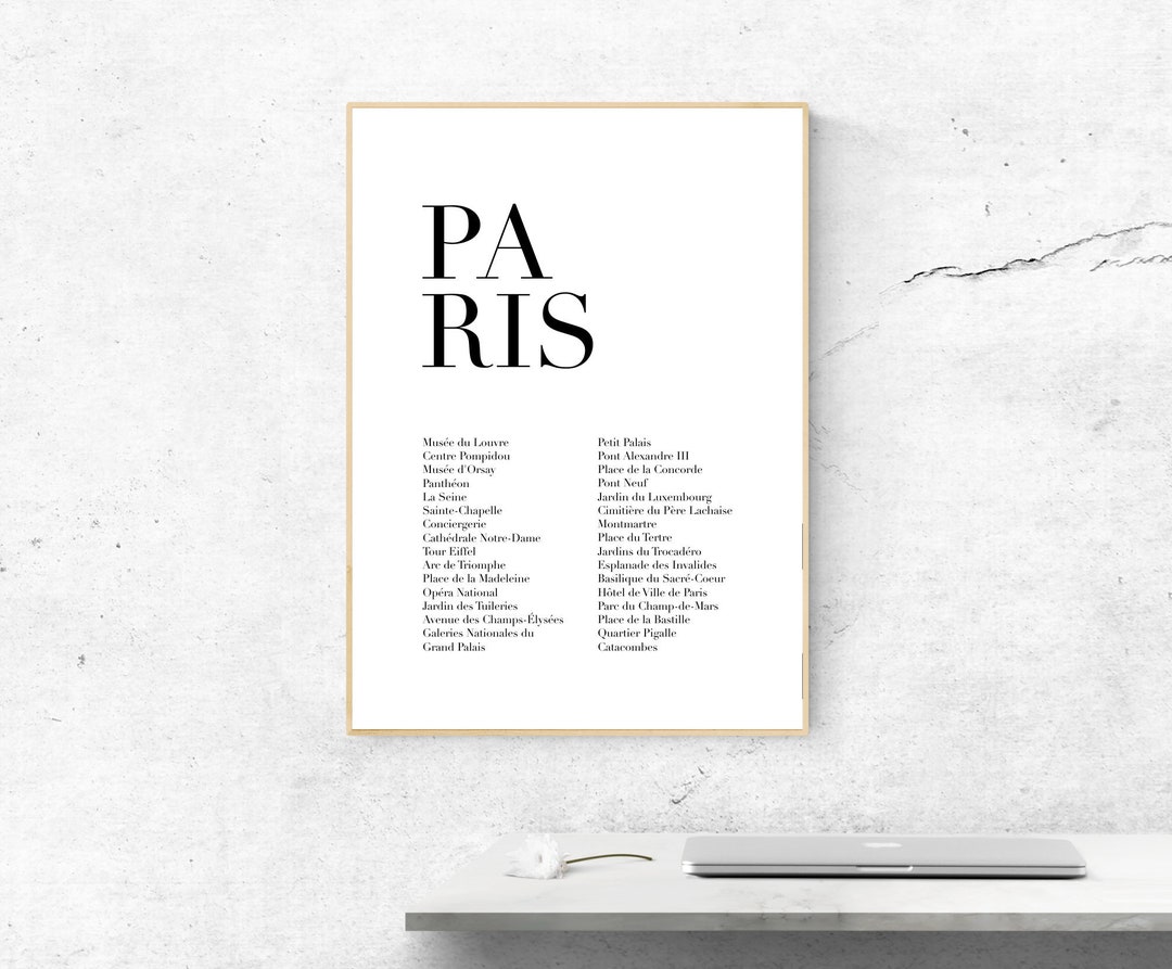 Paris Printable Poster - Monuments, Museums and Attractions, Instant ...