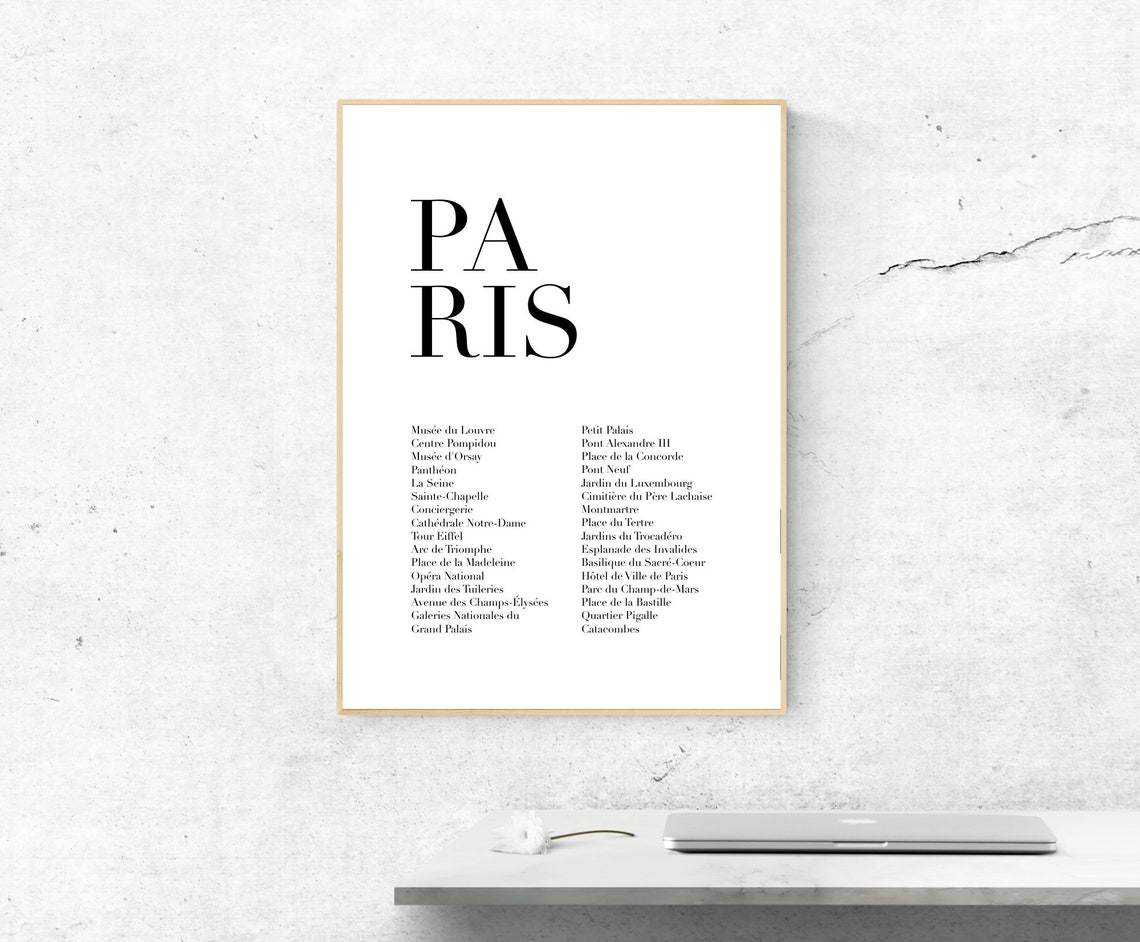 Paris Printable Poster Monuments Museums and Attractions - Etsy