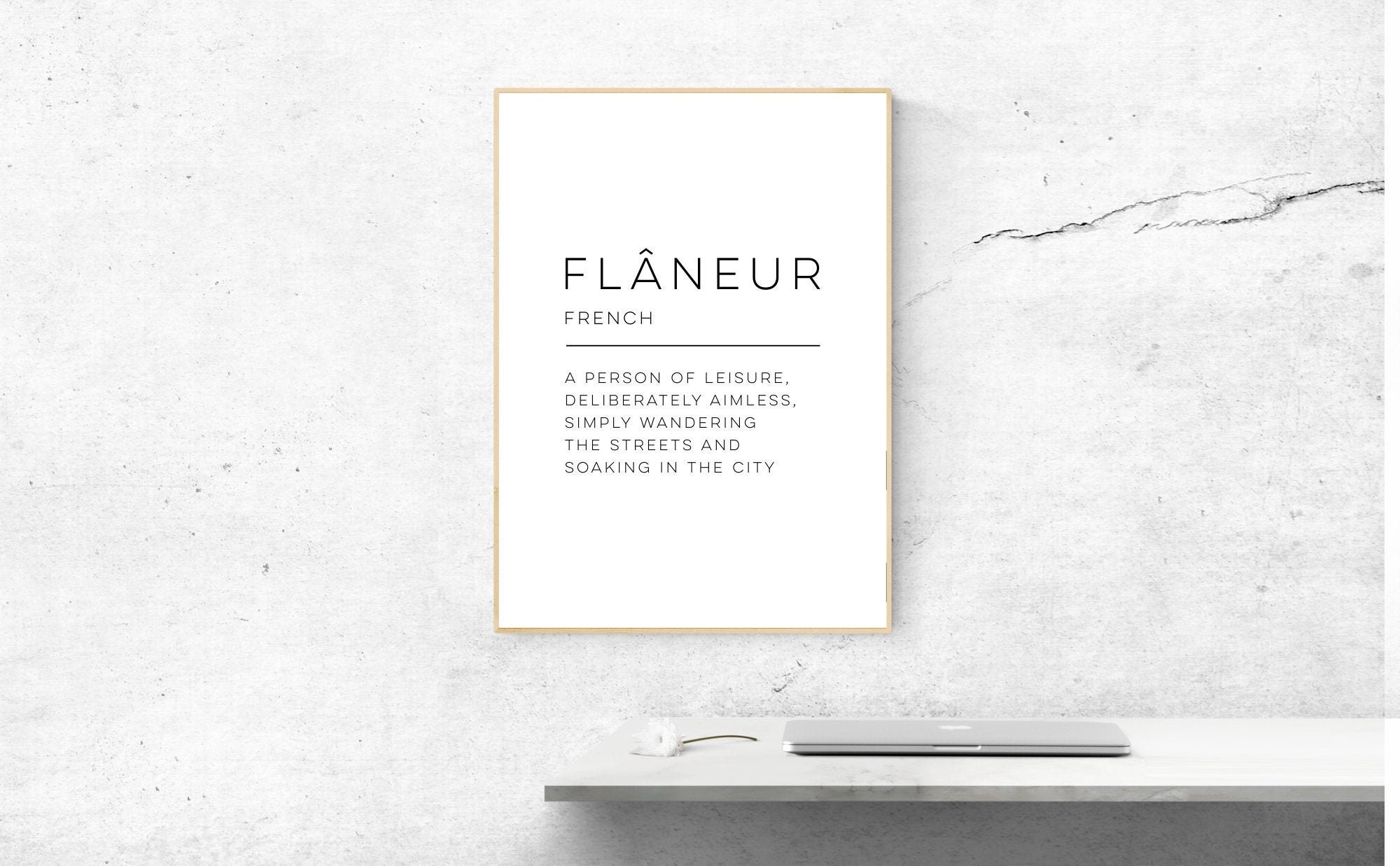 Flâneur - Definition Art Print, Wall Art, Physical Print, Modern Home ...