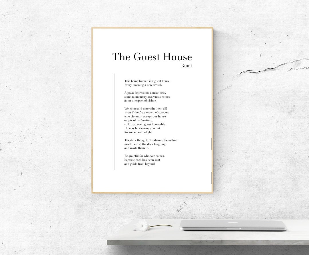 The Guest House by Rumi Poetry Art Print, Literature Wall Art, Poem ...