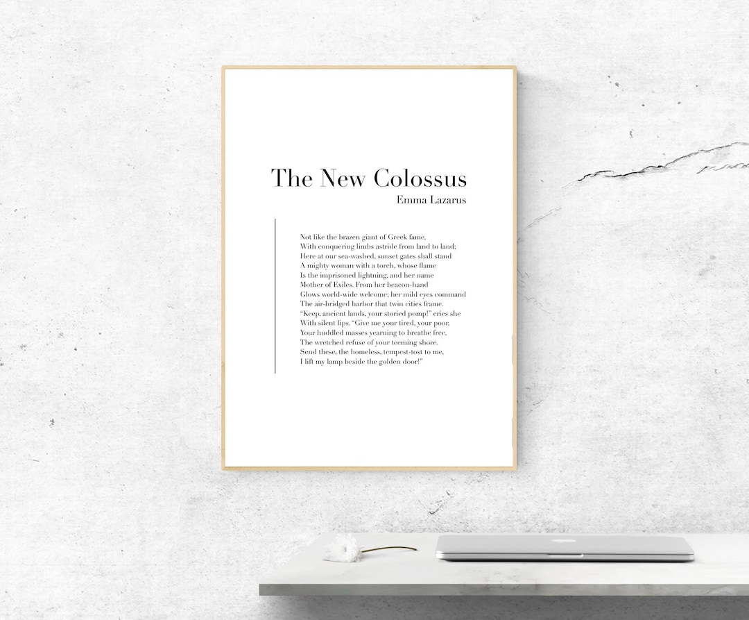 The New Colossus by Emma Lazarus - Poetry Printable Poster, Instant ...