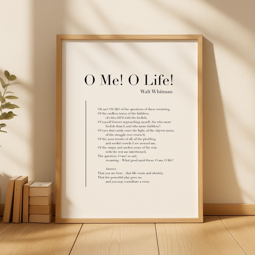 O Me! O Life! by Walt Whitman - Poetry Printable Poster, Literature ...