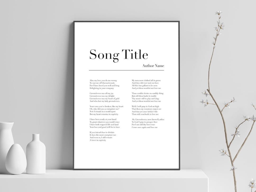 Custom Song Lyrics Print, Custom Music Art Print, Custom Wall Art, Your ...