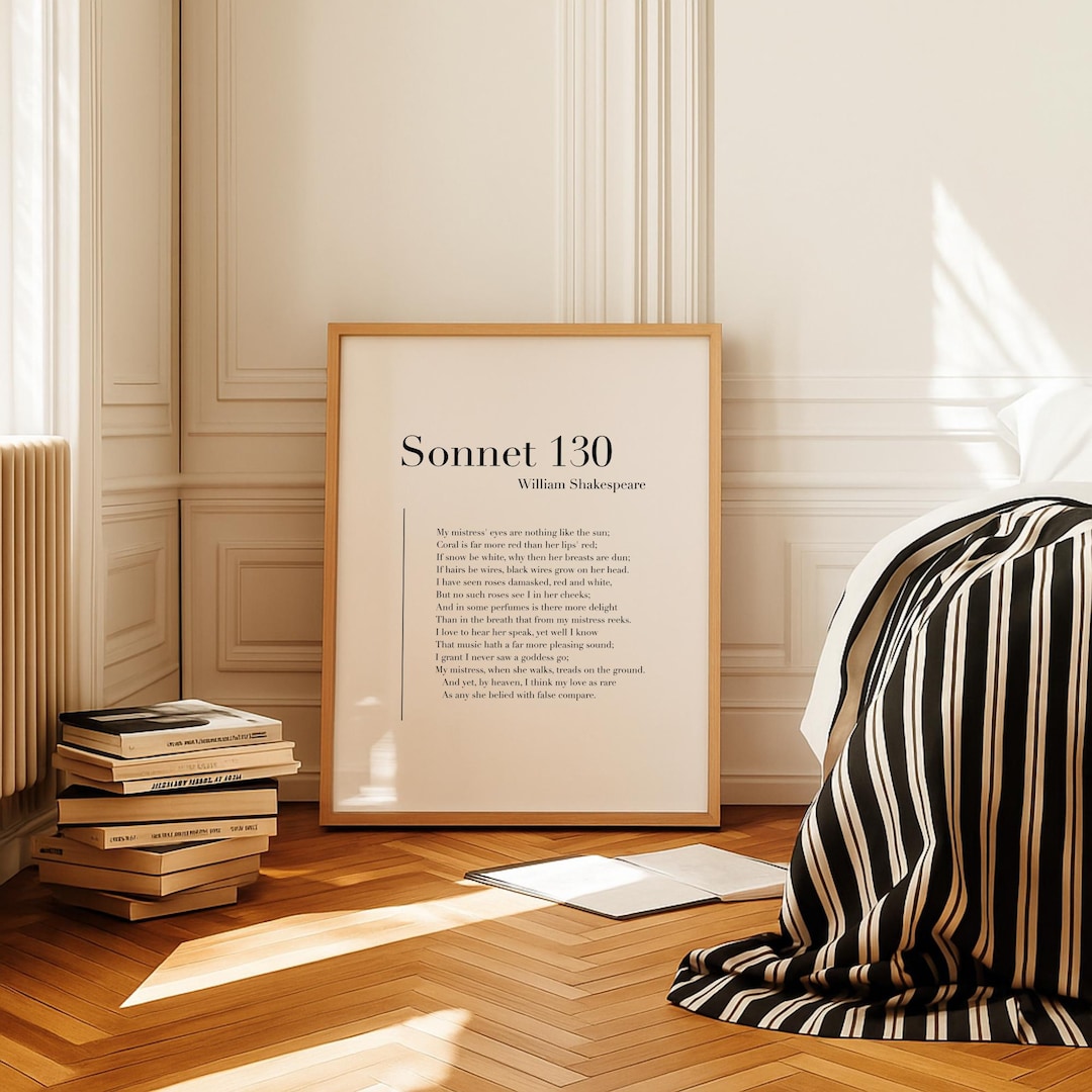 Sonnet 130 by William Shakespeare - Poetry Art Print, Literature Wall ...