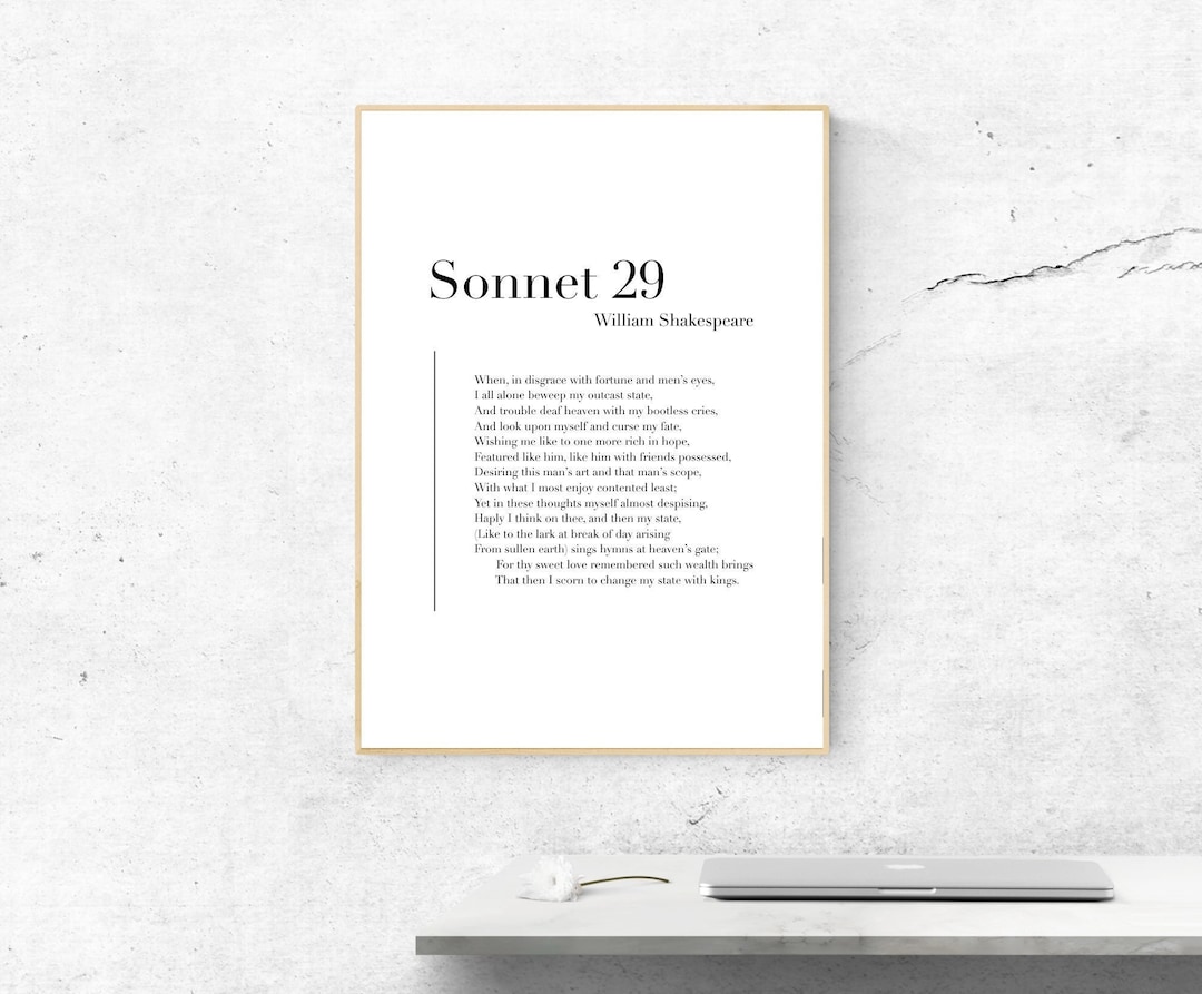 Sonnet 29 by William Shakespeare - Poetry Art Print, Literature Wall ...
