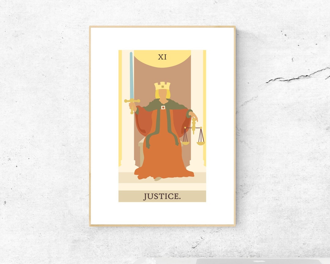 Justice Tarot Card Print - Rider Waite Smith Tarot Deck Poster, Major ...
