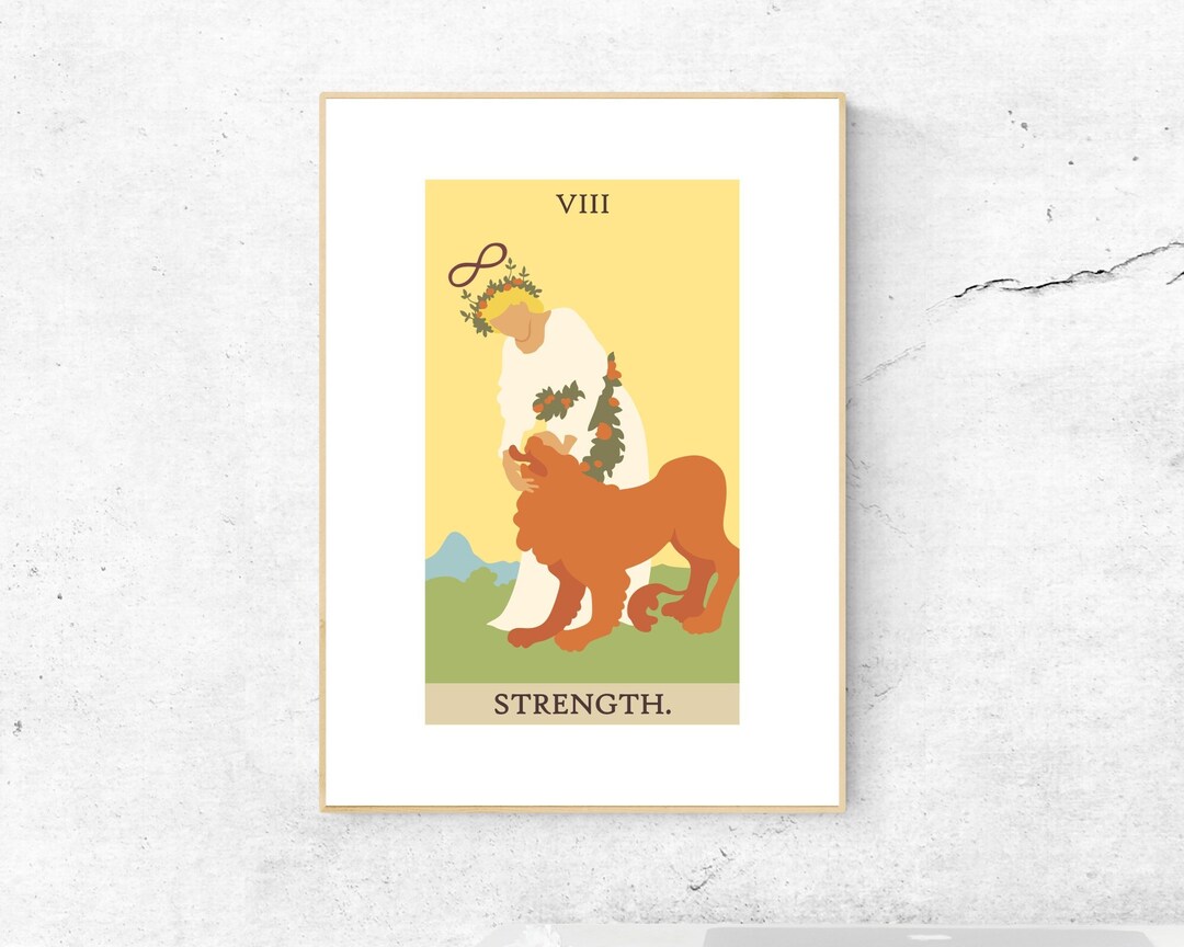 Strength Tarot Card Print - Rider Waite Smith Tarot Deck Poster, Major ...