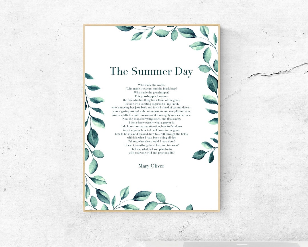 The Summer Day by Mary Oliver Poetry Printable Poster, Instant Download ...