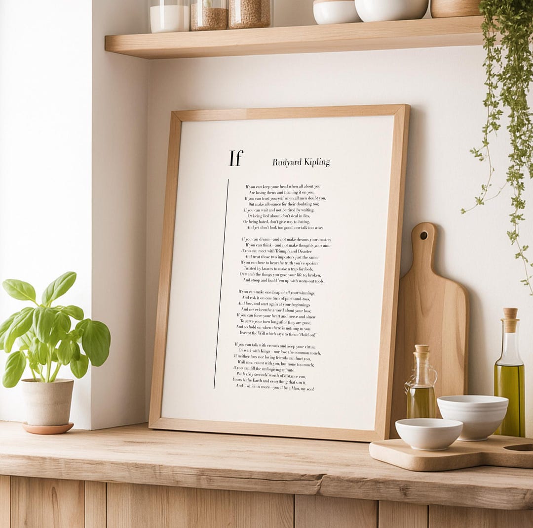 If by Rudyard Kipling - Poetry Printable Poster, Literature Instant ...
