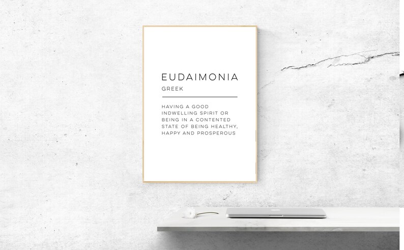Eudaimonia Definition Printable Poster Digital Poster - Etsy