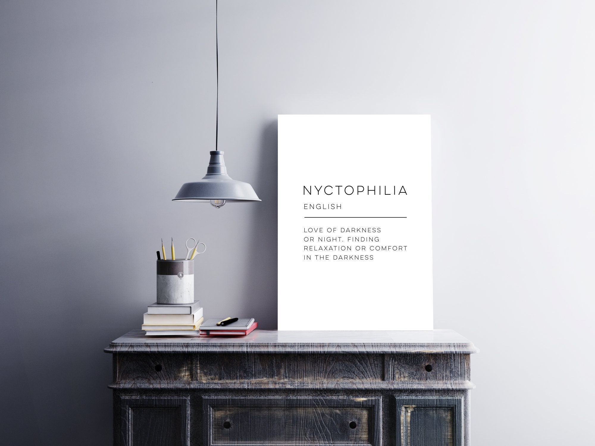 Nyctophilia Definition Art Print Wall Art Physical Print | Etsy