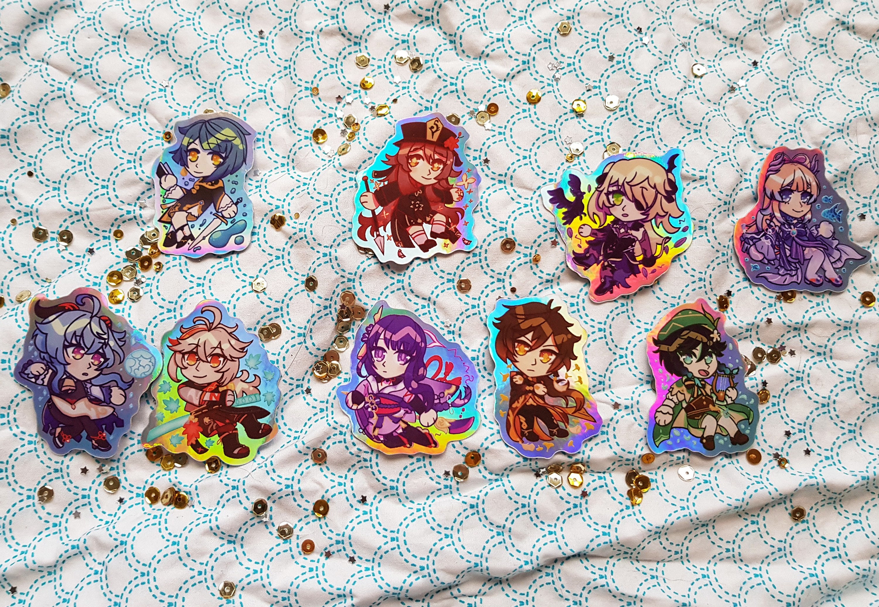 Genshin Impact Holographic Stickers - Etsy
