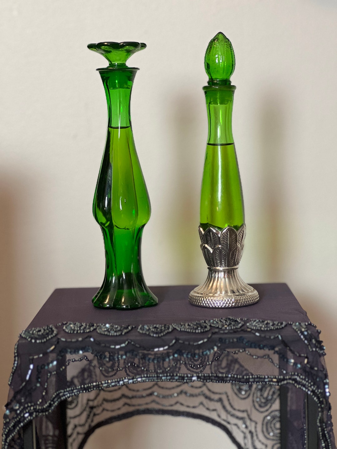 AVON Emerald Bottles, Cologne Perfume Bottles, Vintagetall Green ...