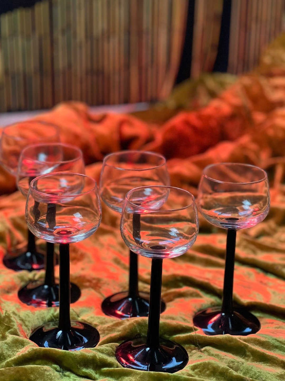 Luminarc France Black Stem Wine Glass 1990s Barware - Etsy