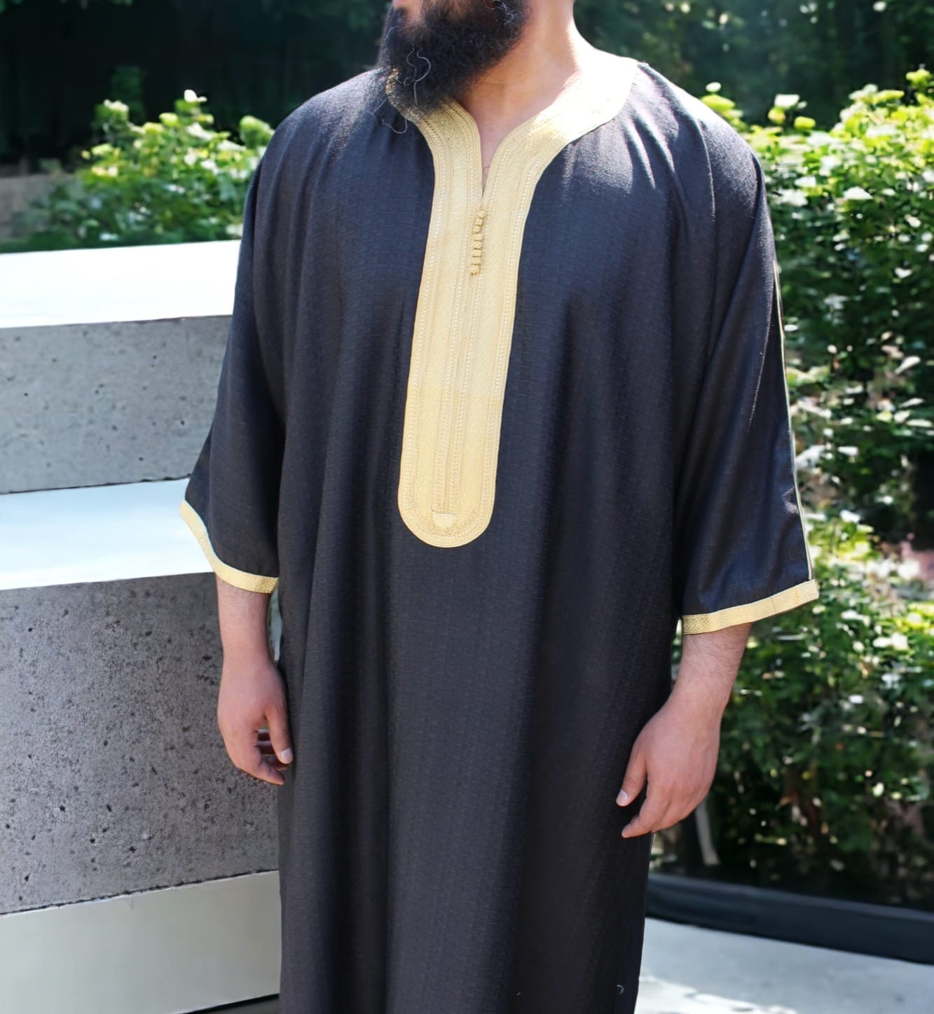 Men's Moroccan Gandora Kaftan Black and Gold Embroidery - Etsy