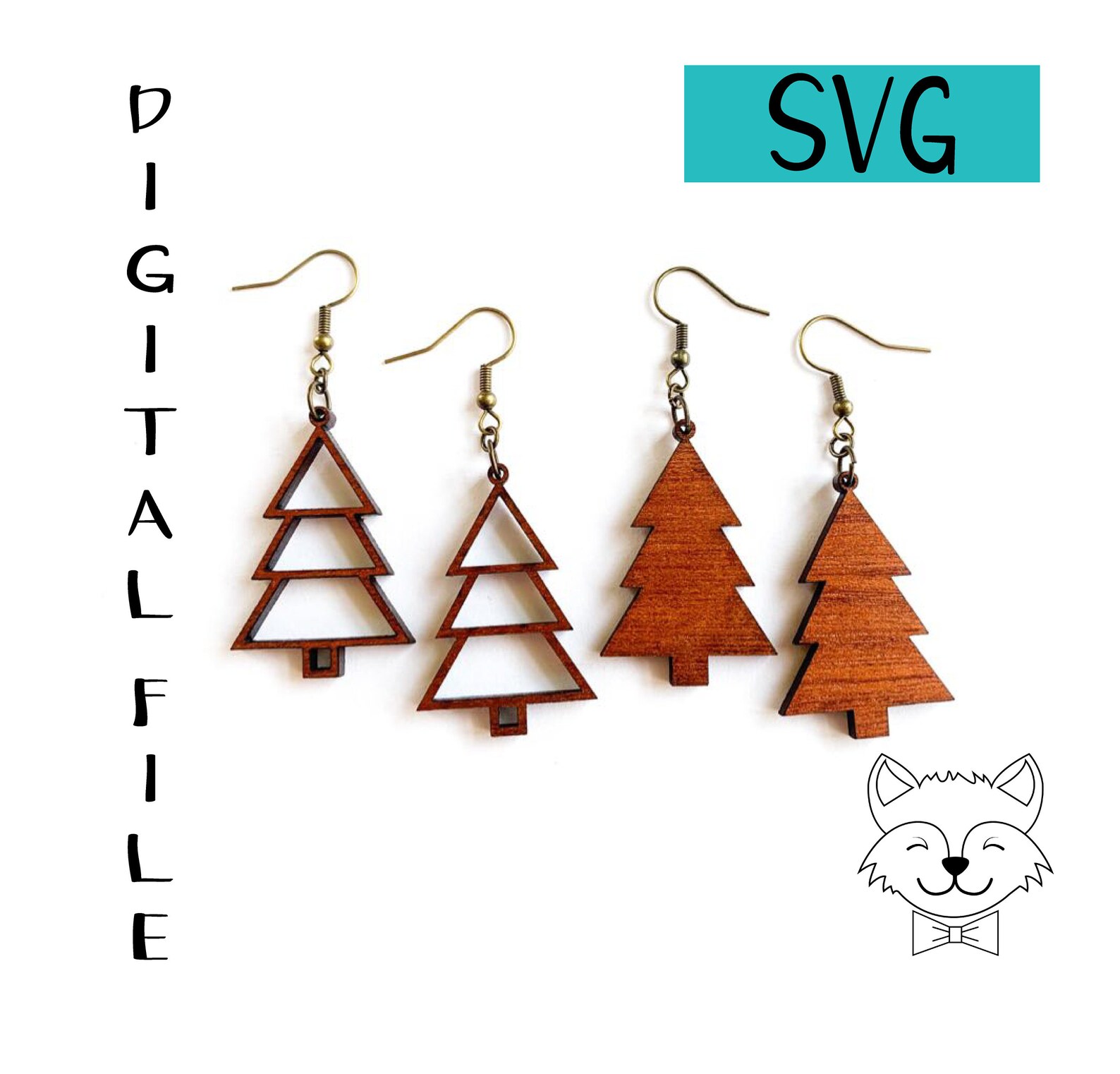 Christmas Tree Earring File SVG Digital Download - Etsy