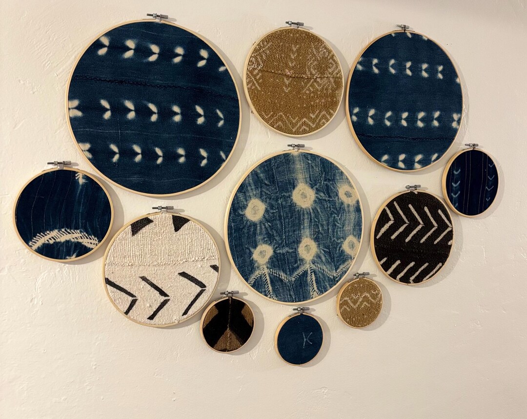 Circle Mud Cloth Wall Hangings, Textile Wall Art, African Fabric Wall ...