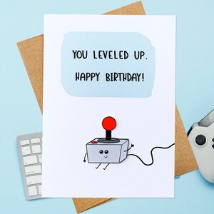 Leveled Up Birthday Card Video Game Birthday Joystick Card | Etsy