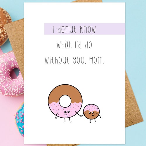 Donut Card for Mom Happy Mother's Day Card Mom - Etsy