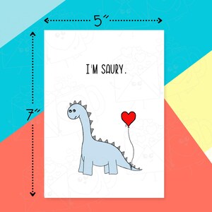 Dinosaur Apology Card | I'm Sorry Card | Sympathy Card | Cute Handmade ...