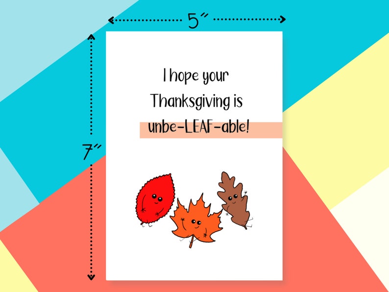 Unbe-leaf-able Thanksgiving Card Funny Thanksgiving Card - Etsy