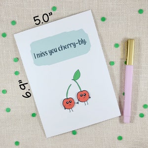 Miss You Cherry-bly Card I Miss You Card Pun Card Handmade Greeting ...