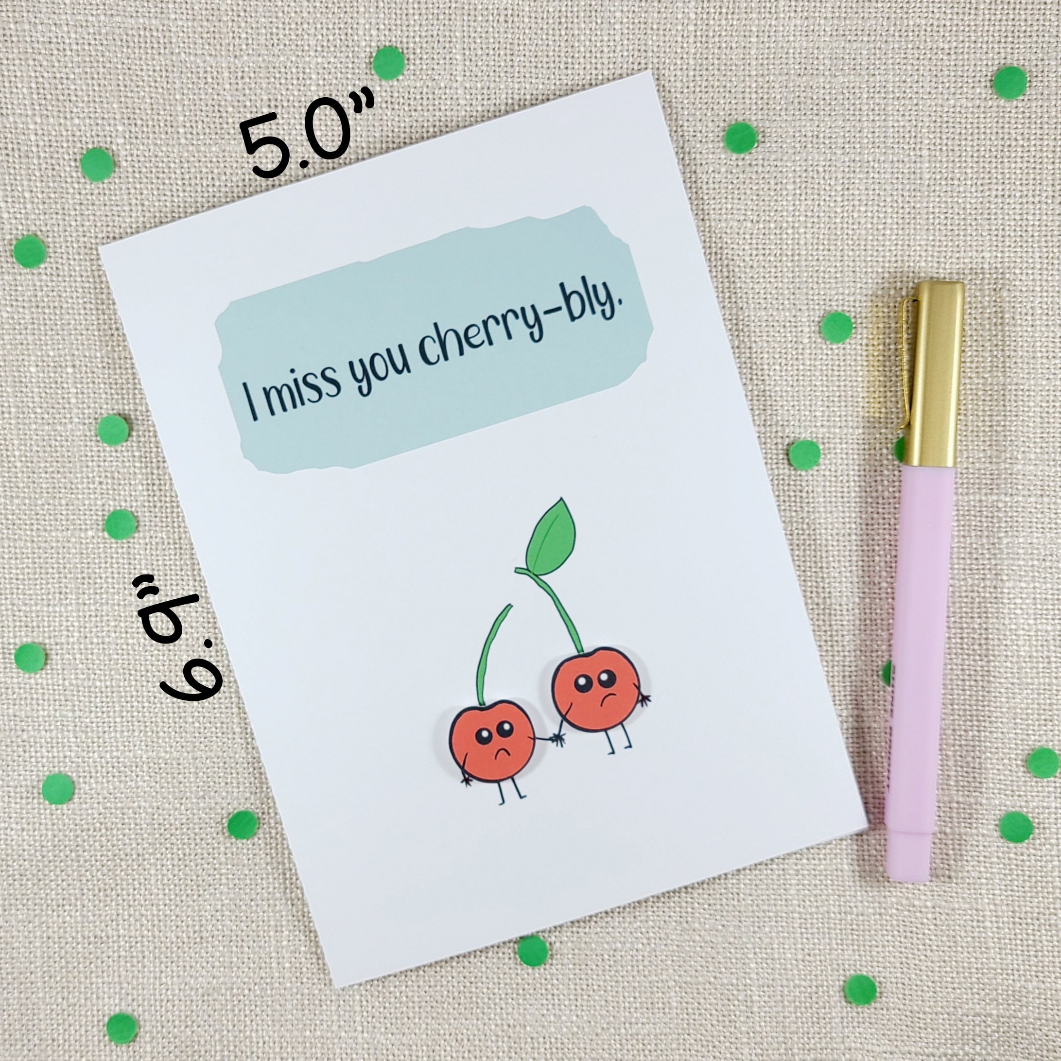 Miss You Cherry-bly Card I Miss You Card Pun Card | Etsy