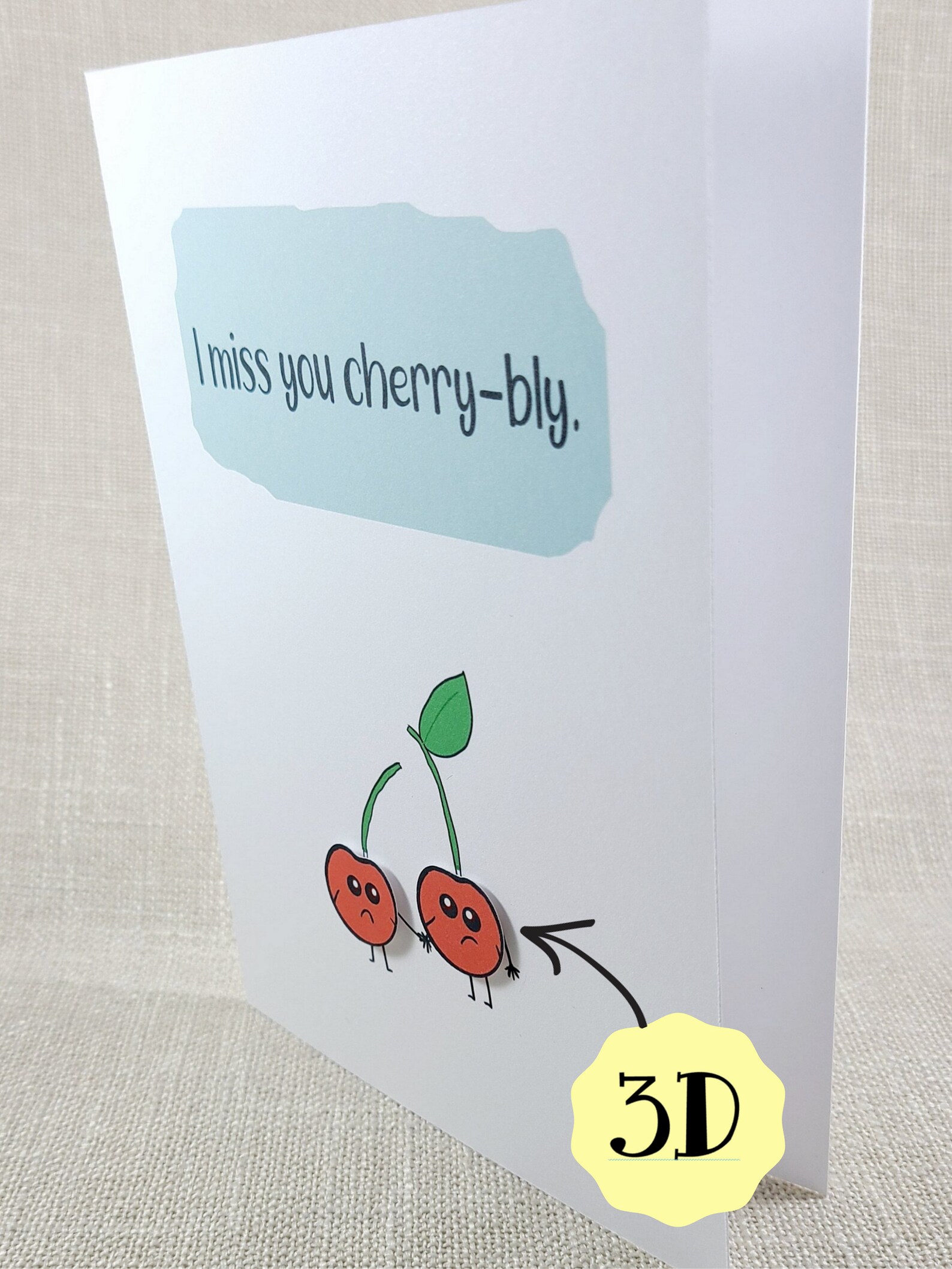 Miss You Cherry-bly Card I Miss You Card Pun Card | Etsy