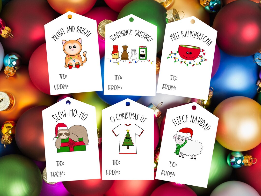 Funny Pun Christmas Gift Tags Holiday Hang Tags Set of 6 Christmas Tags ...