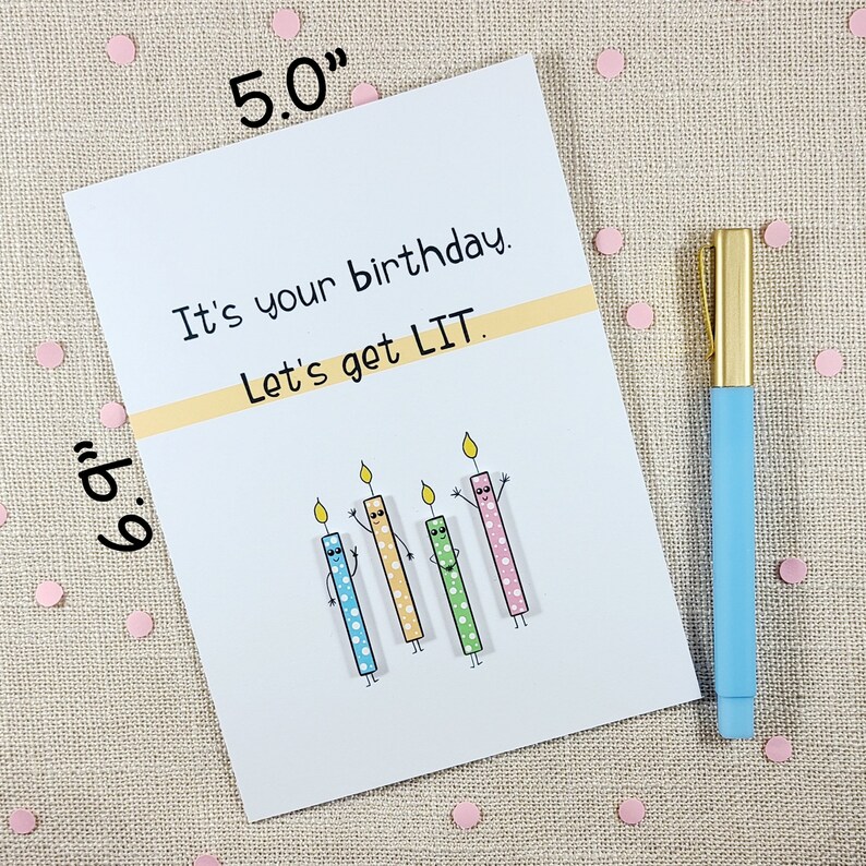 Let's Get LIT Birthday Card Happy Birthday Card | Etsy