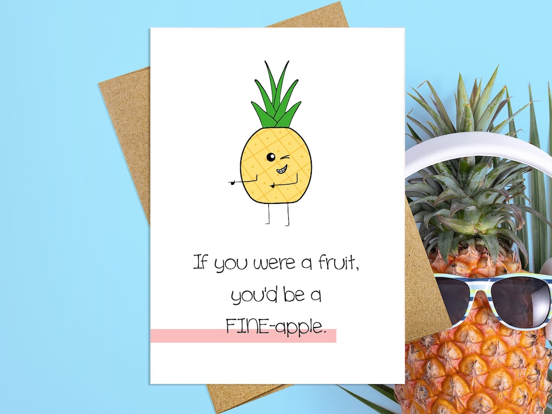 You'd Be A Fine-apple Pineapple Greeting Card I Love - Etsy