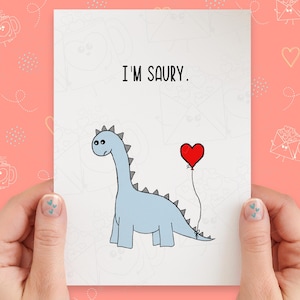 Dinosaur Apology Card | I'm Sorry Card | Sympathy Card | Cute Handmade ...