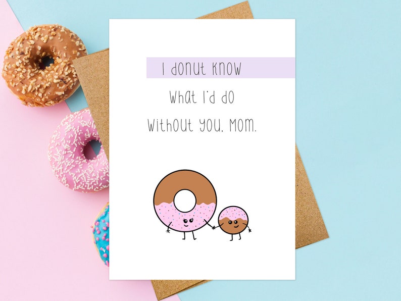 Donut Card for Mom Happy Mother's Day Card Mom - Etsy