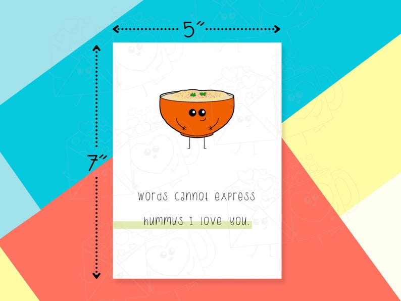 Hummus I Love You Greeting Card | I Love You Card | Funny Valentine ...