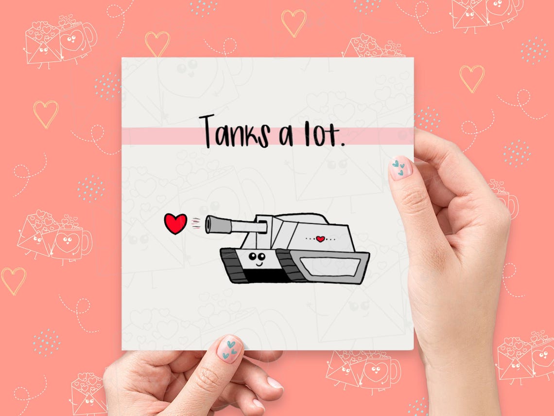 Tanks A Lot Thank You Card | Cute Thank You Card | Funny Pun Card ...