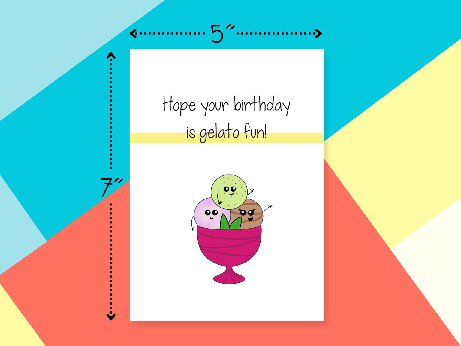 Gelato Fun Funny Birthday Card Pun Birthday Card Cute - Etsy