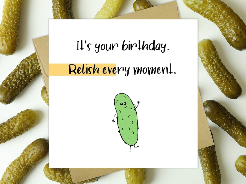 Pickle Birthday Card Happy Birthday Card Funny Birthday - Etsy