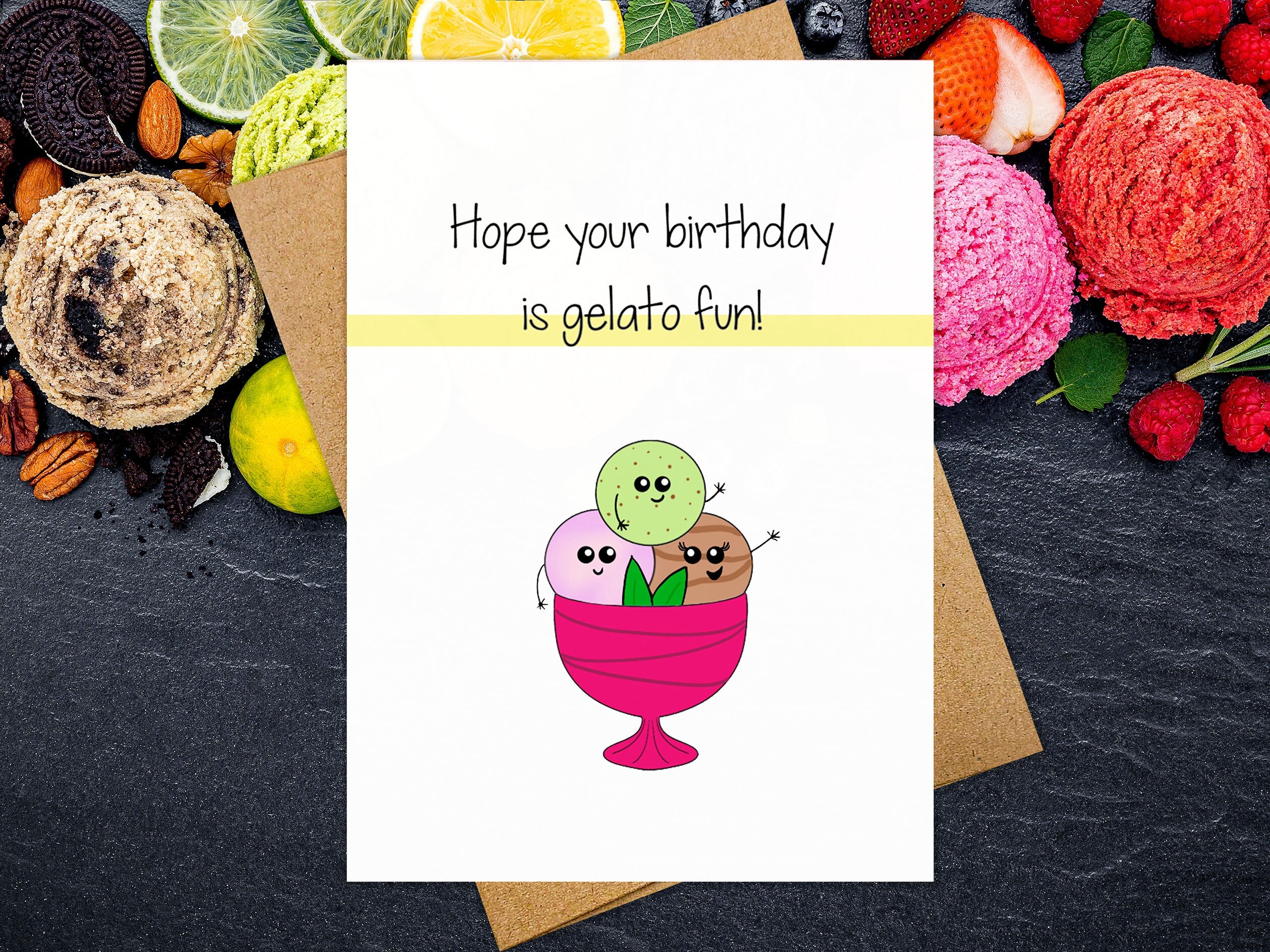 Gelato Fun Funny Birthday Card Pun Birthday Card Cute - Etsy