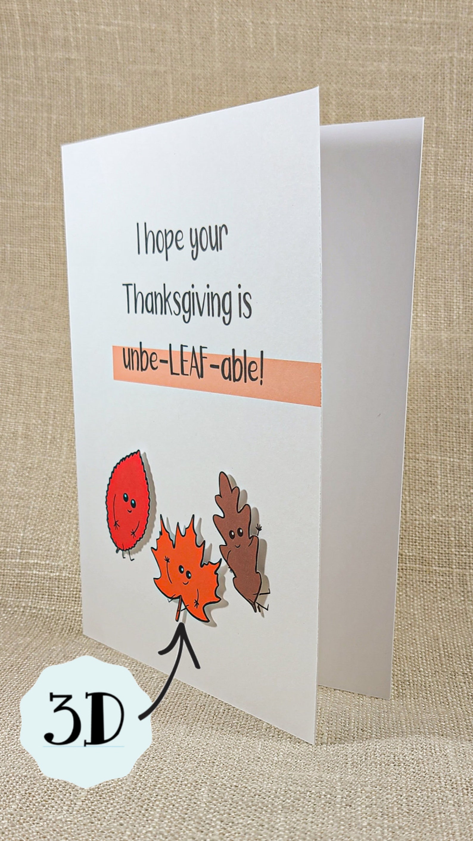 Unbe-LEAF-able Thanksgiving Card Funny Thanksgiving Card | Etsy