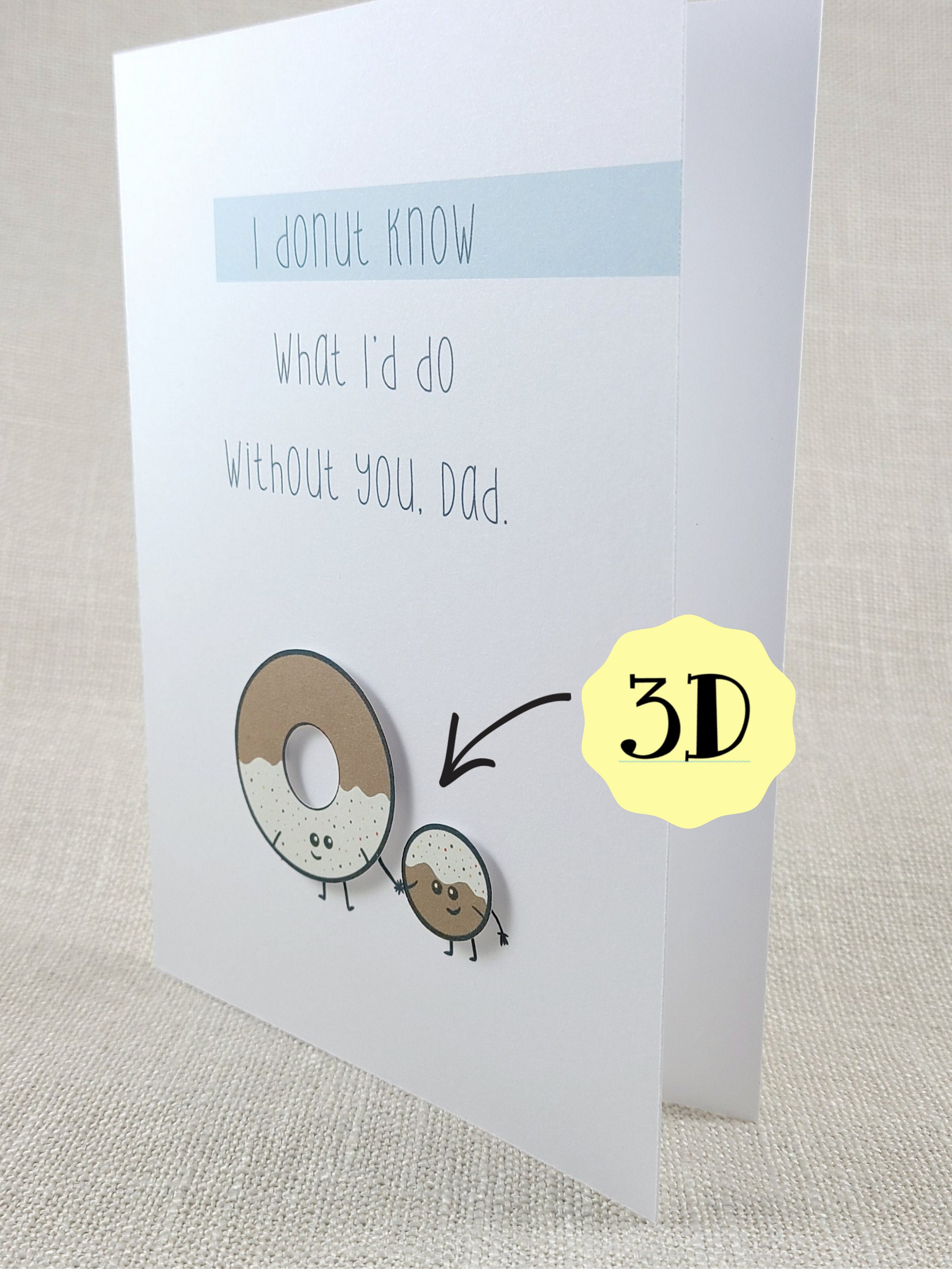 Donut Card for Dad Dad Birthday Card Happy Father's | Etsy